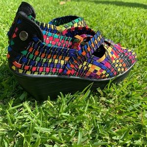 bernie mev. | Shoes | Bernie Mev Multi Colored Black Wedges | Poshmark